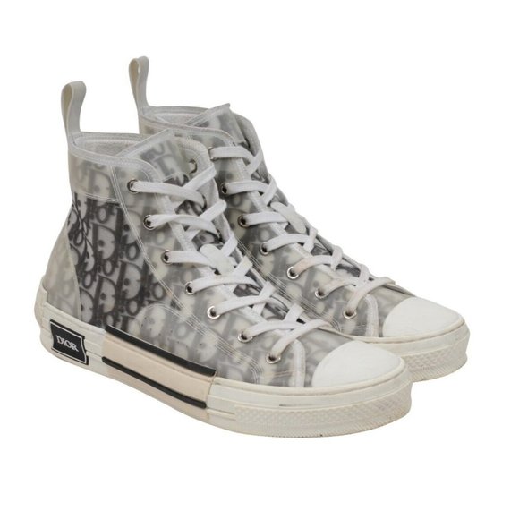 Dior | Shoes | Dior Mens B23 High Top Sneakers Size Eu42 Us9 Black White Oblique Logo Trainers ...
